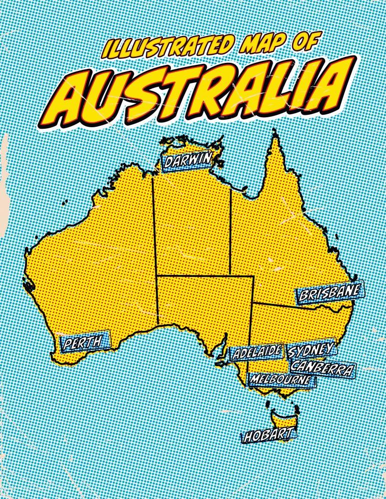 Australia Pop Art Map Art Print by Nicholas – Fy!