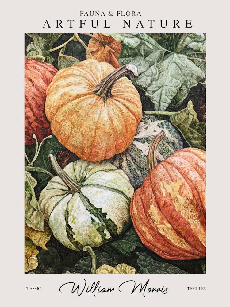 William Morris Pumpkins Decor Autumn Fall Painting Exhibition Art Print ...