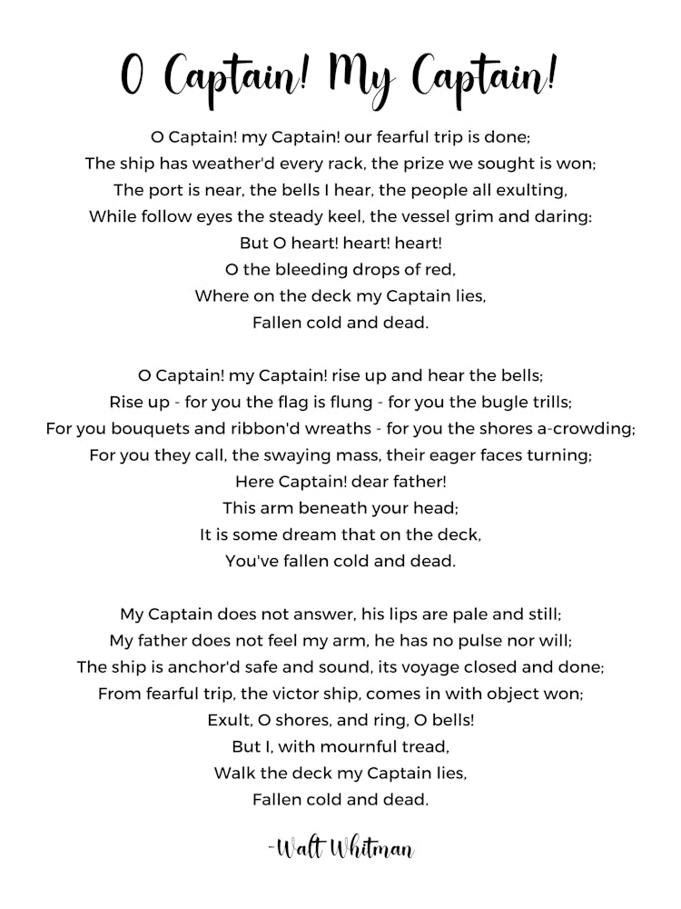 O Captain! My Captain! Poem By Walt Whitman Art Print by Shark ...