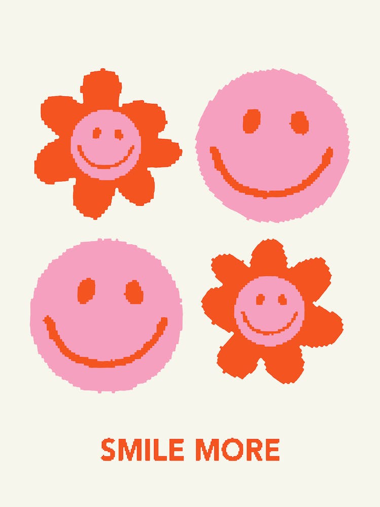 Smile More, Happy Flower Smiley & Smiley Face Art Print by tartagain – Fy!