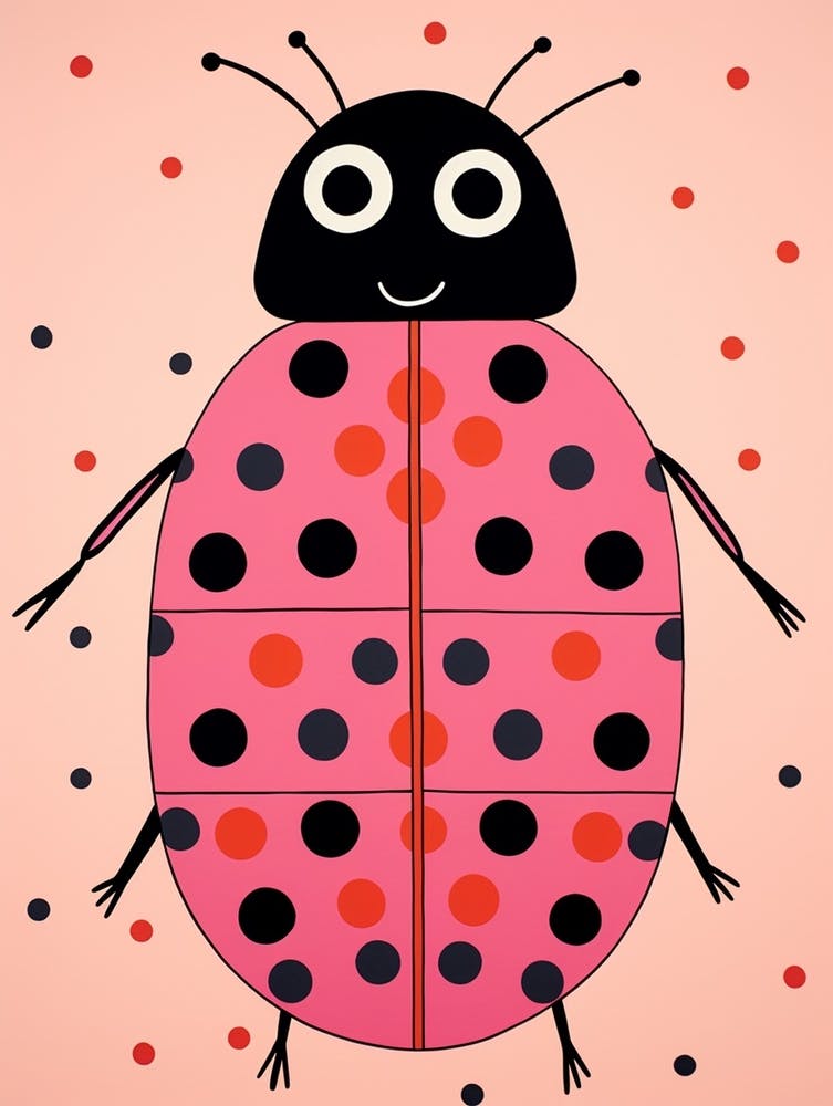 Pink Polka Dot Ladybug 2 Art Print by Scribble Studio – Fy!