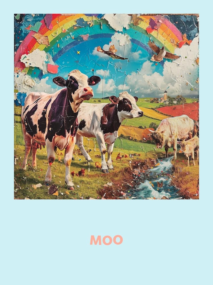 Moo Rainbow Cow Print 3 Art Print by Bubblegum Kitsch – Fy!