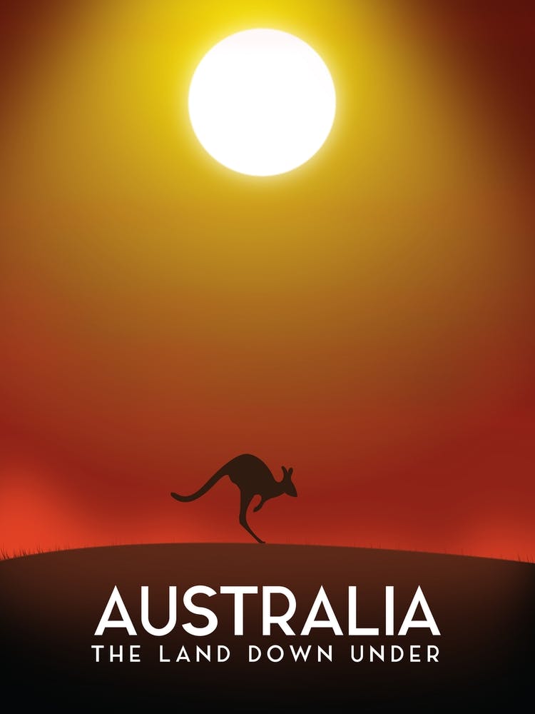 Australia The Land Down Under Travel poster Art Print by Nicks emporium ...