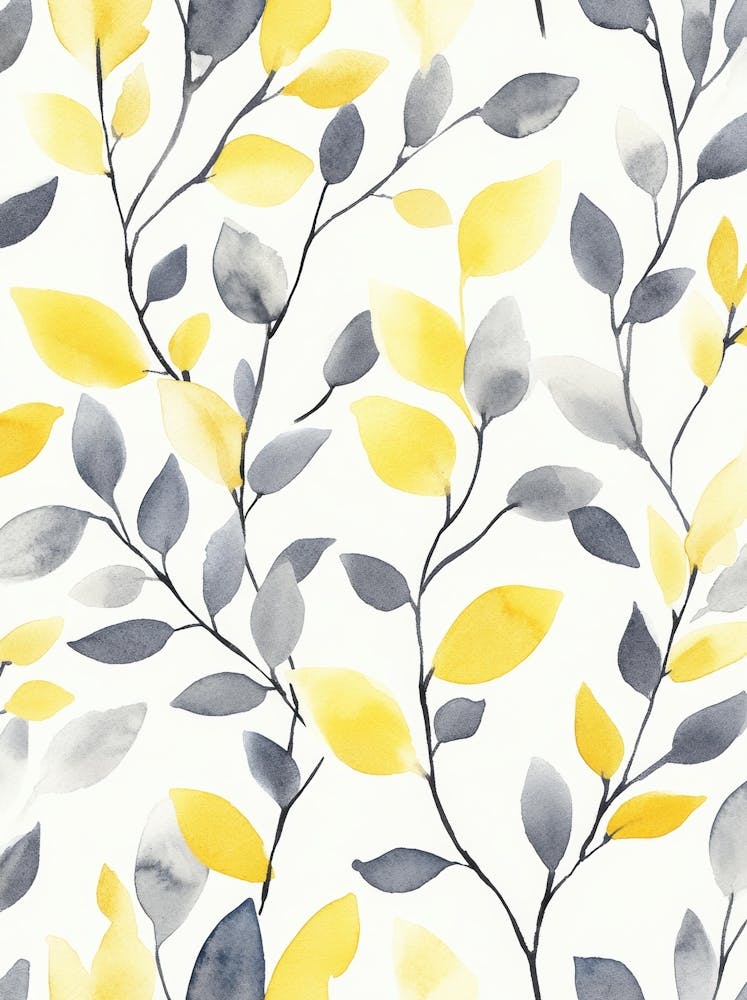Yellow And Gray Leaves Art Print by Moving Clouds Art – Fy!