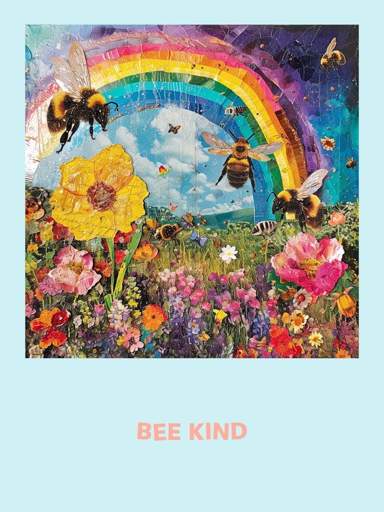 Bee Kind Collage Poster 1 Art Print by Bubblegum Kitsch – Fy!
