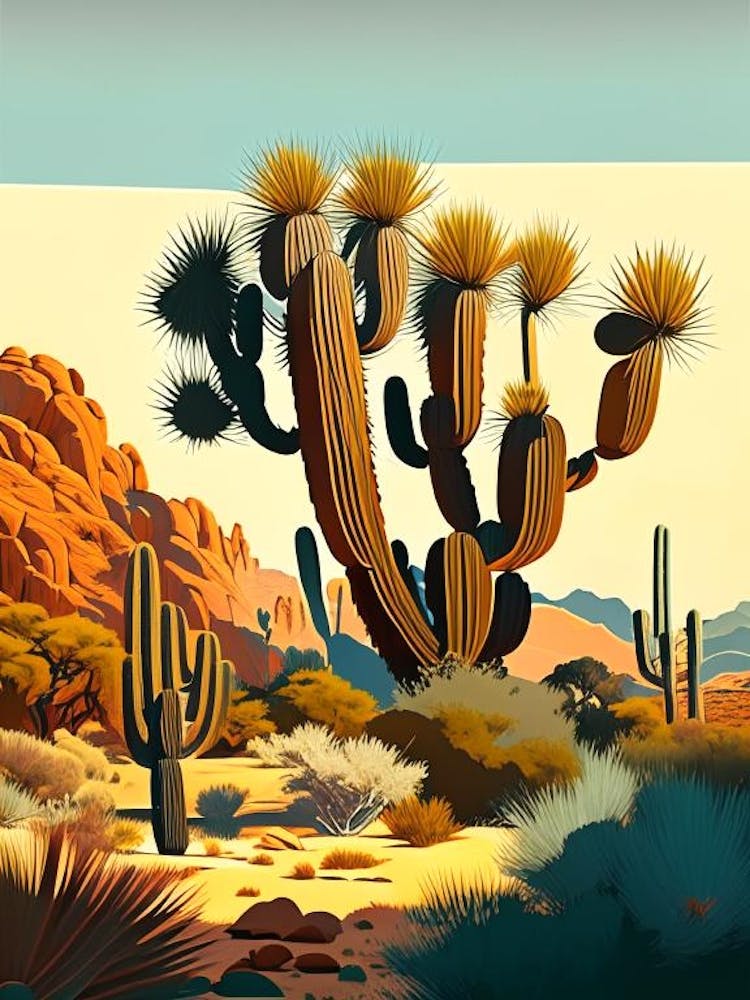 Joshua Trees National Park Vintage Botanical Line Drawing (1) Art Print ...