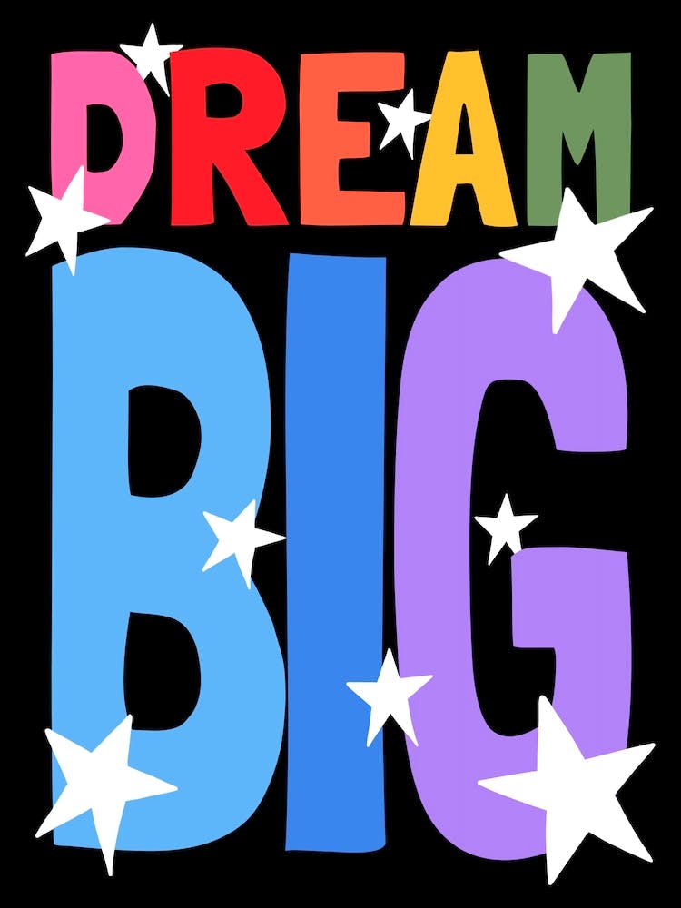 Rainbow and Stars Dream Big Kids Room Art Print by OneThreeSix – Fy!