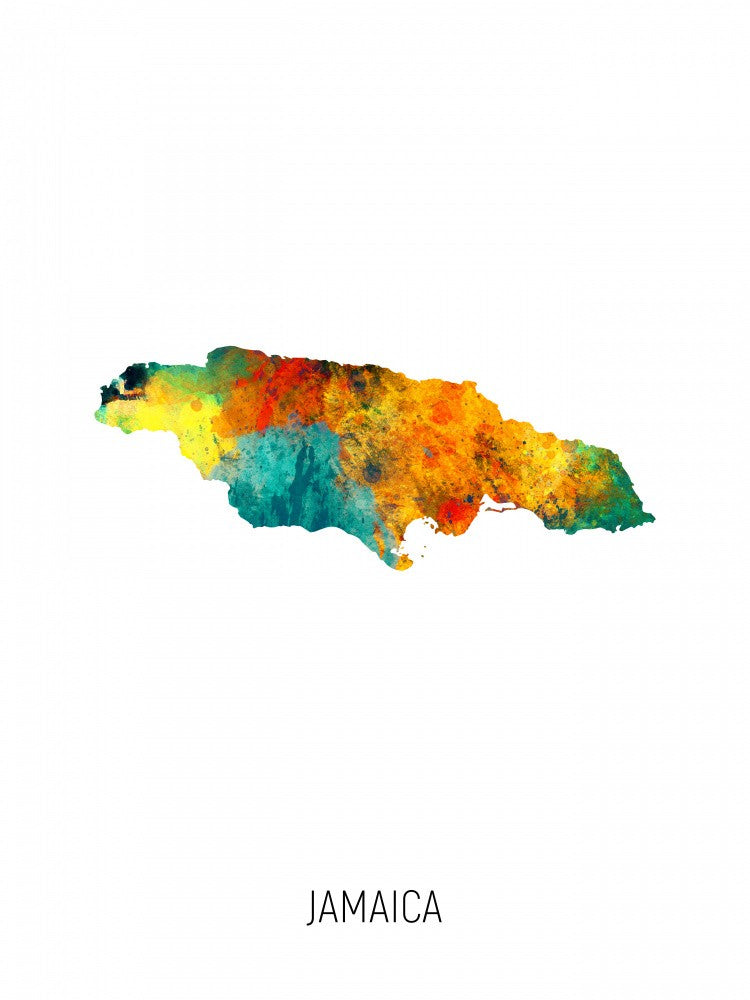 Jamaica Watercolor Map Art Print by Michael Tompsett – Fy!