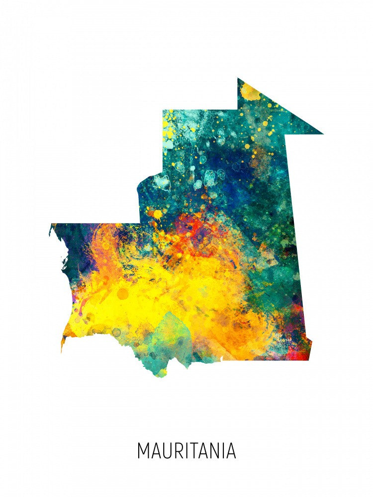 Mauritania Watercolor Map Art Print by Michael Tompsett – Fy!