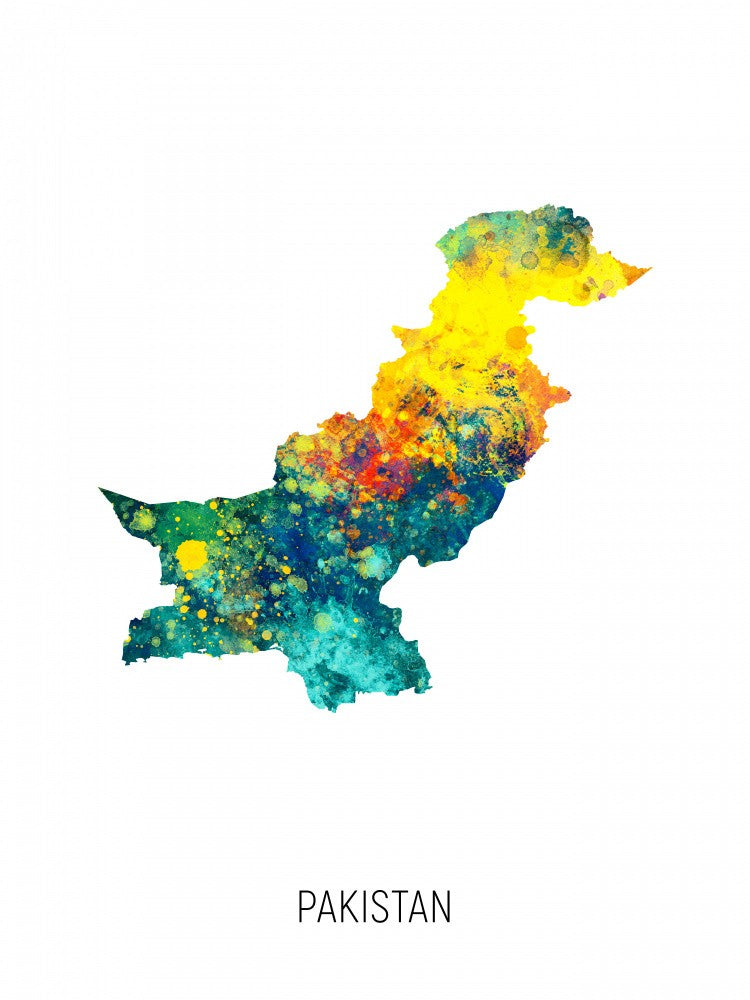 Pakistan Watercolor Map Art Print by Michael Tompsett – Fy!