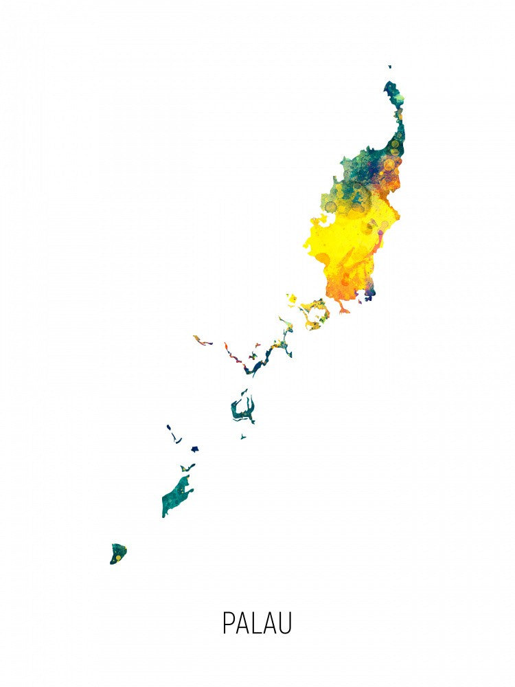 Palau Watercolor Map Art Print by Michael Tompsett – Fy!