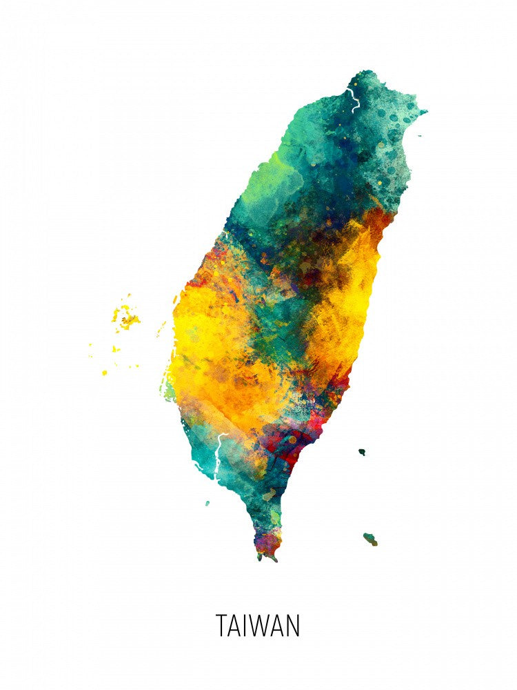 Taiwan Watercolor Map Art Print by Michael Tompsett – Fy!