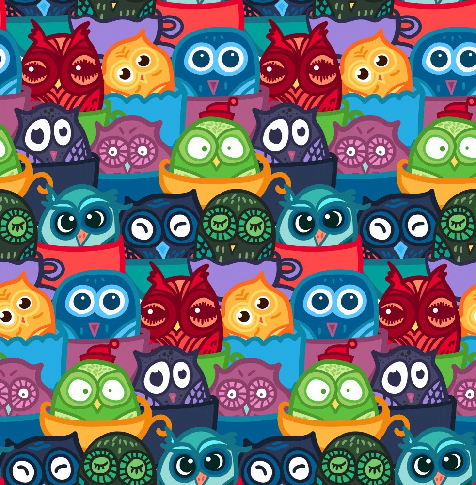 Nice Owl Sin Cups Patterns Art Print by Marika Barsrsind – Fy!