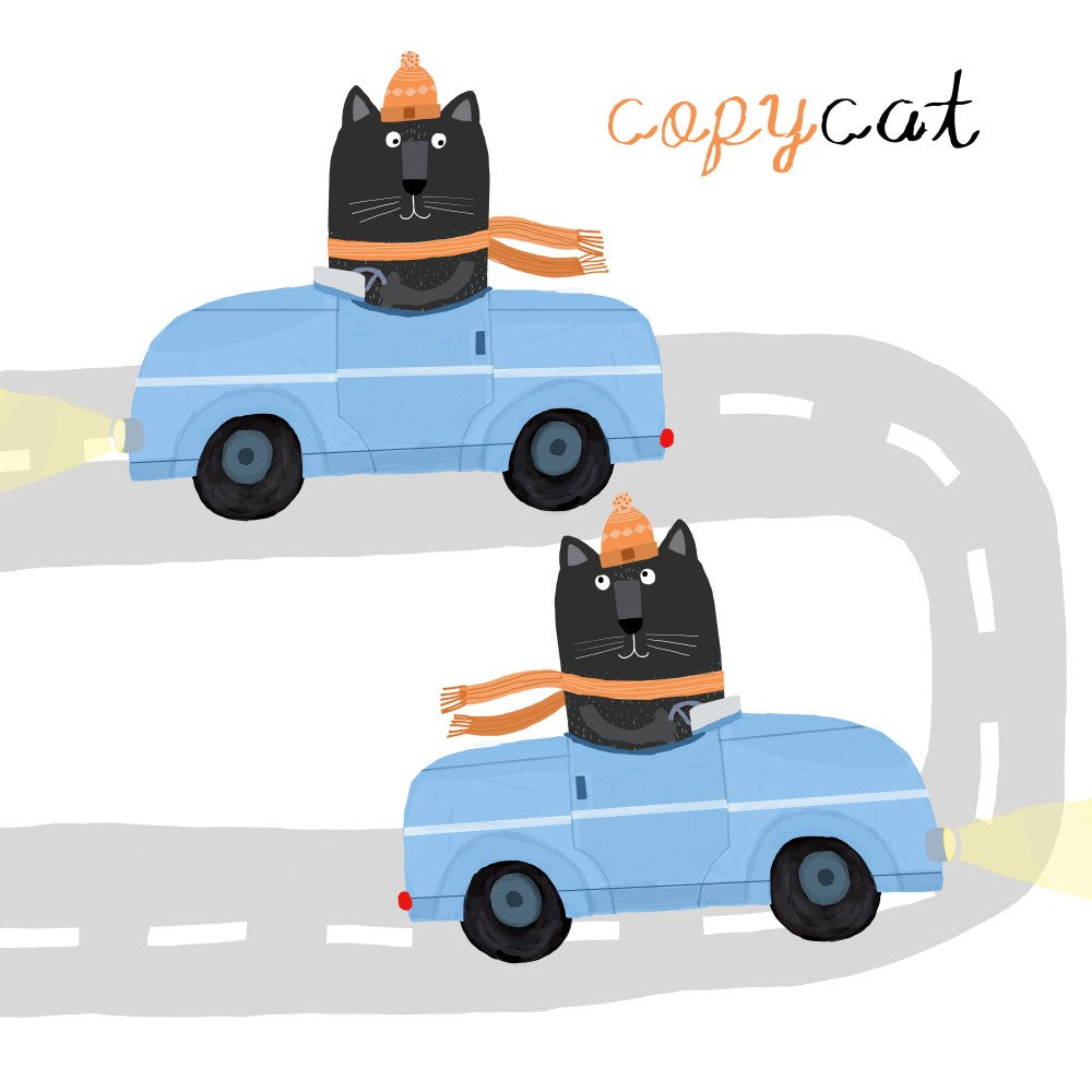 Copycat, Two Twin Cats Driving a Car by Carla Daly Art Print by Carla ...