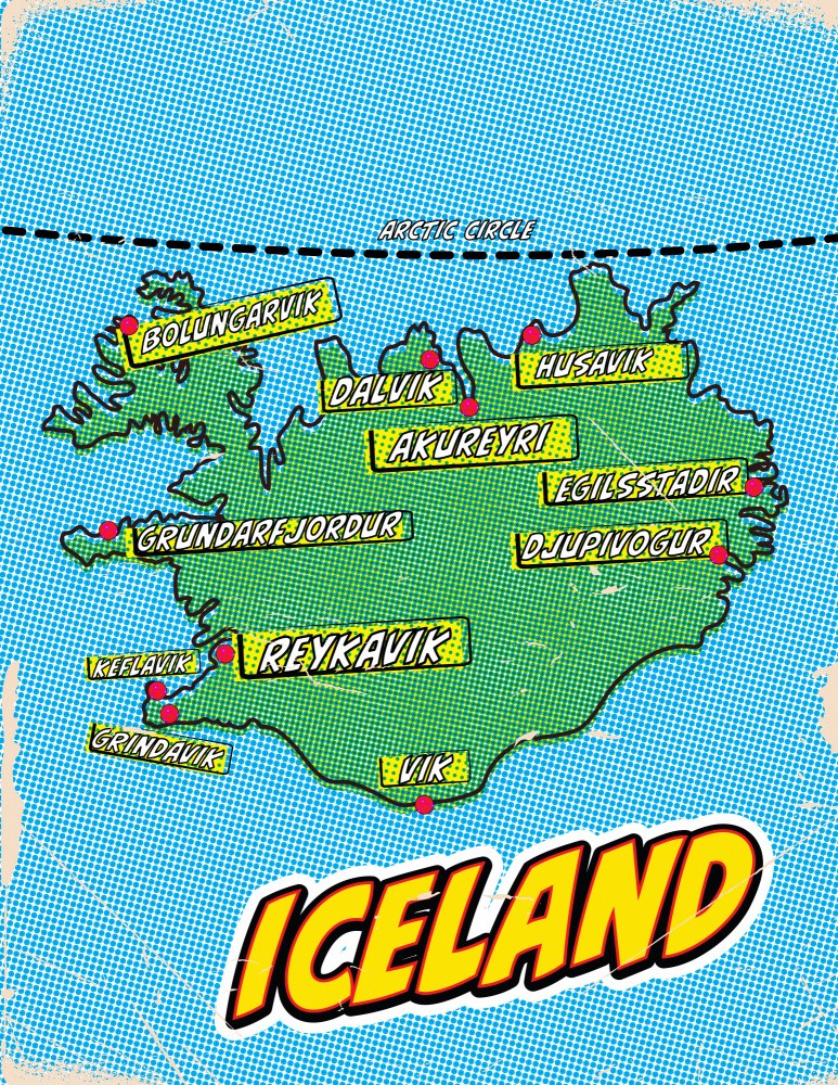 Iceland Pop Art Map Art Print by Nicholas – Fy!