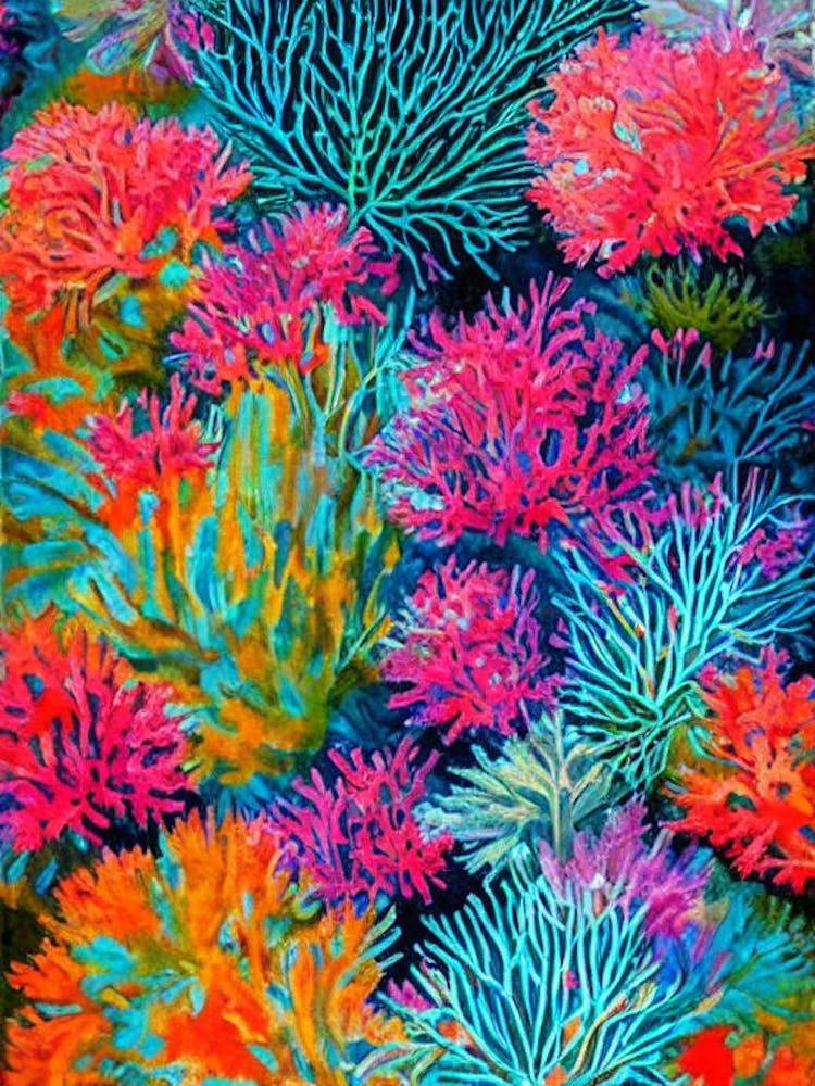 Acropora Rongelapensis Vibrant Painting Art Print by Reef Reflections – Fy!