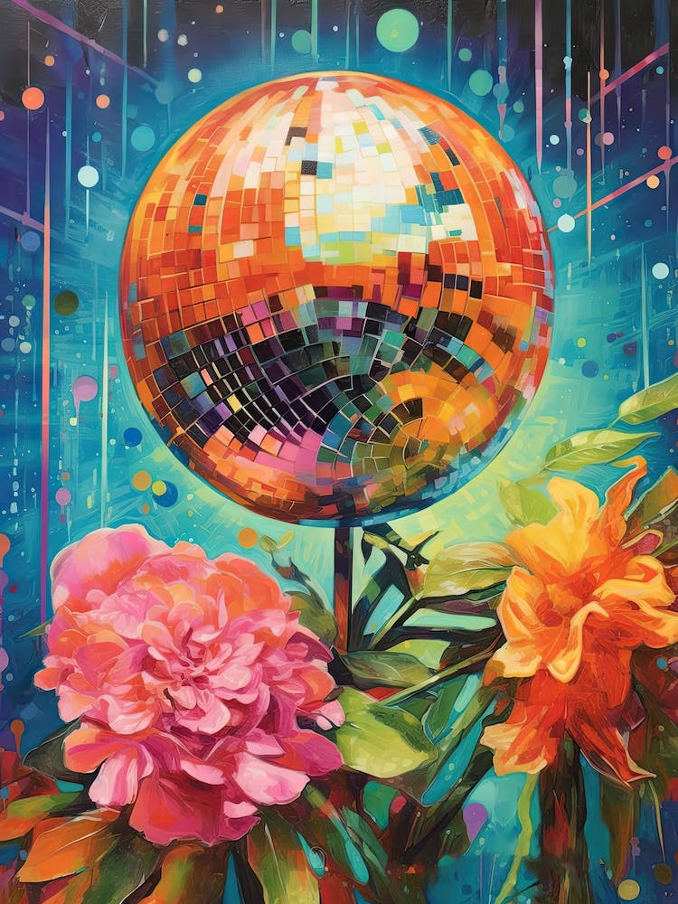 Disco Ball And Flowers And Pearls Still Life 2 Art Print by Disco Fever ...