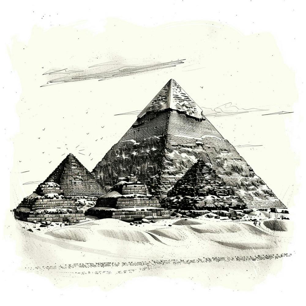 A Pyramids Of Giza Hand Drawn Sketch Illustratio 1719955285 1 Art Print ...