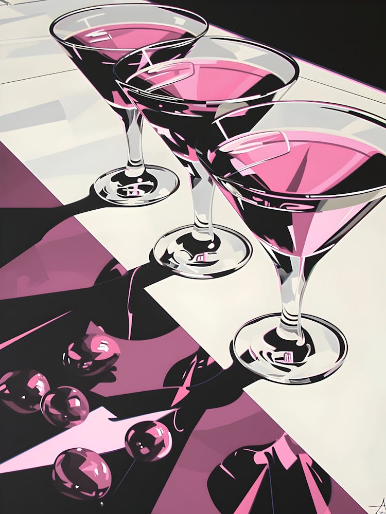 Three Pink Martinis 1 Art Print by Artistry Aloft – Fy!