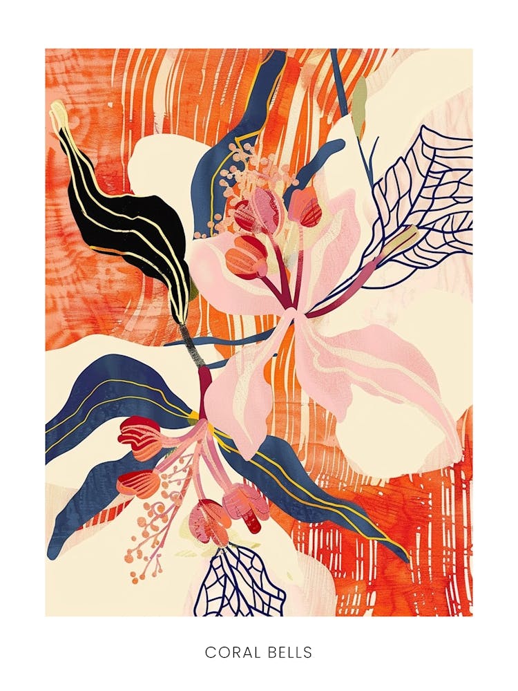 Colourful Flower Illustration Poster Coral Bells 1 Art Print by Botanic ...