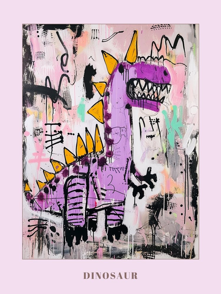 Abstract Dinosaur Graffiti Style Painting 3 Poster Art Print by Dino ...