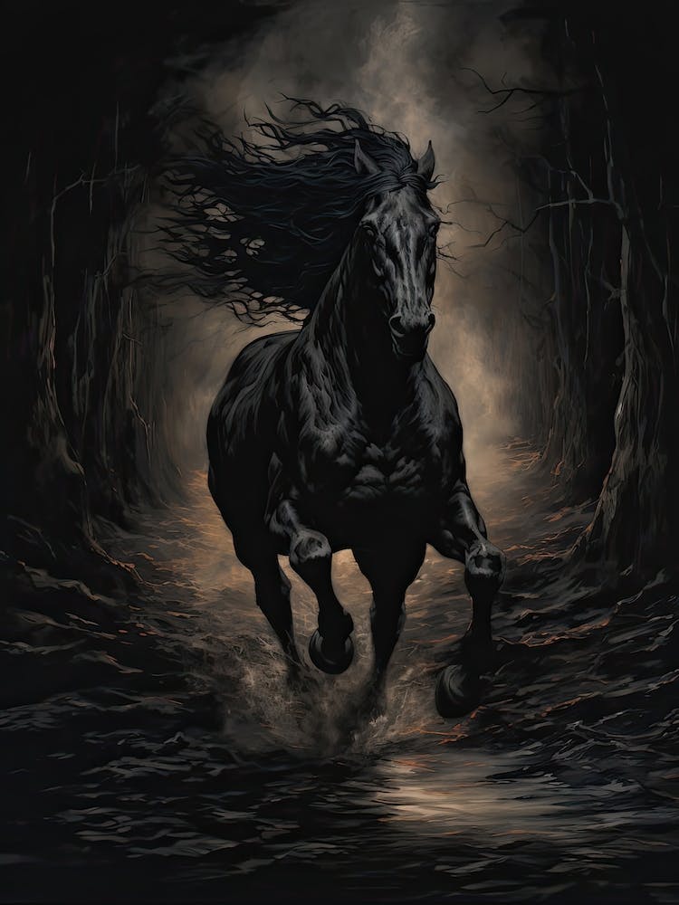 A Horse Painting In The Style Of Tenebrism 1 Art Print by Equine ...