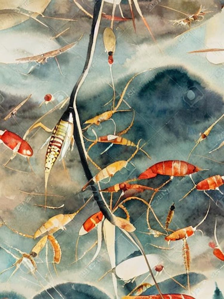 Zooplankton Vintage Graphic Watercolour Art Print by Sea Life Prints – Fy!