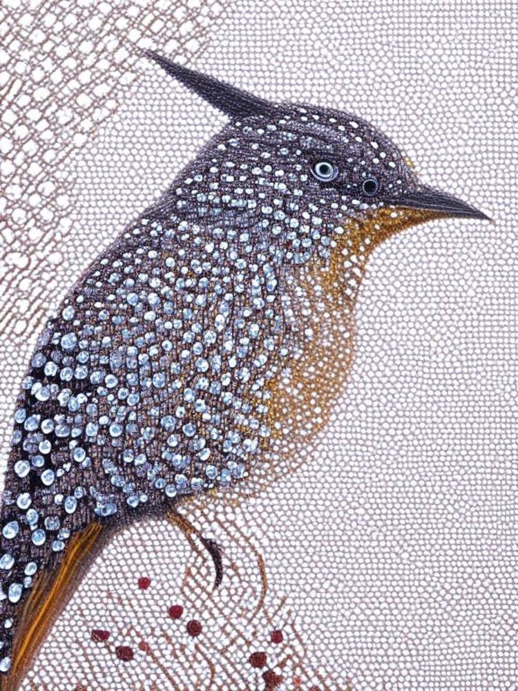 Mockingbird Pointillism Bird Art Print by Featherline – Fy!