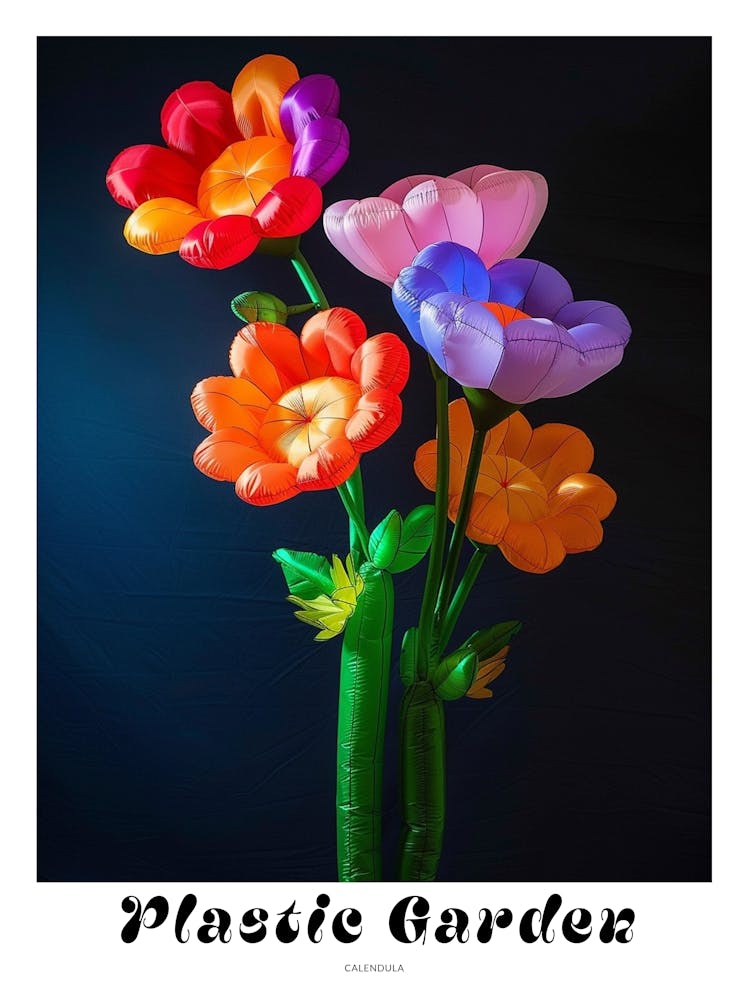 Bright Inflatable Flowers Poster Calendula 1 Art Print by Botanic ...