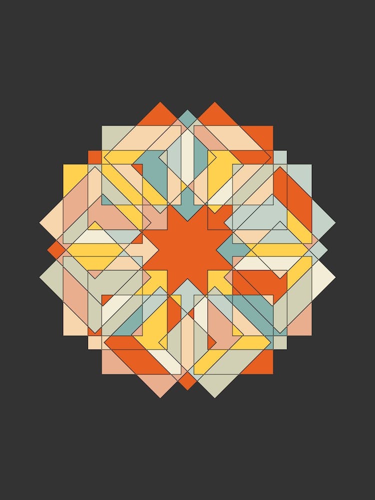 Mosaic Stained Glass Star Abstract Minimal Art Print by Counter Colour ...