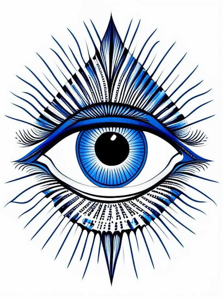Celestial Eye, Symbol, Third Eye Blue & White 5 Art Print by Symbolic ...