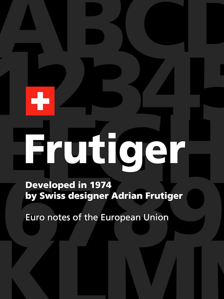 Frutiger font, 1974 — design typography poster Art Print by ...