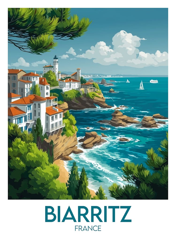 Affiche de voyage Biarritz 1 Art Print by Frame the World – Fy!