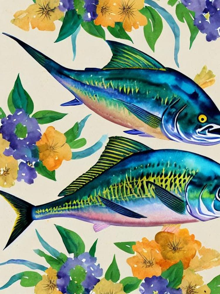 Mahi Mahi Vintage Graphic Watercolour Art Print by Sea Life Prints – Fy!