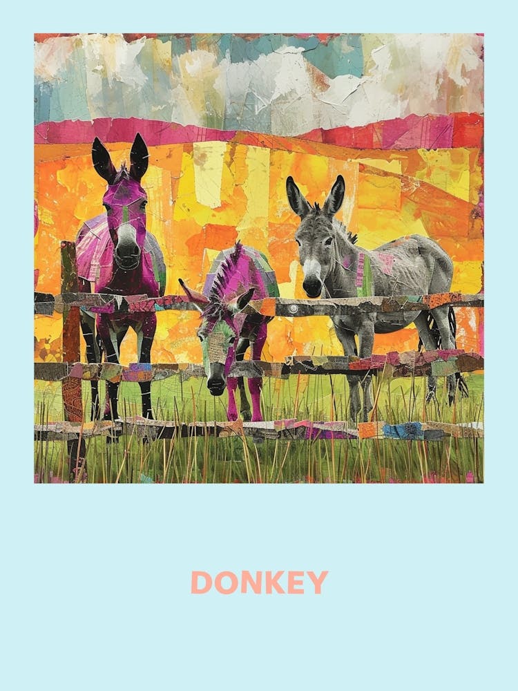 Donkeys Collage Poster 7 Art Print by Bubblegum Kitsch – Fy!