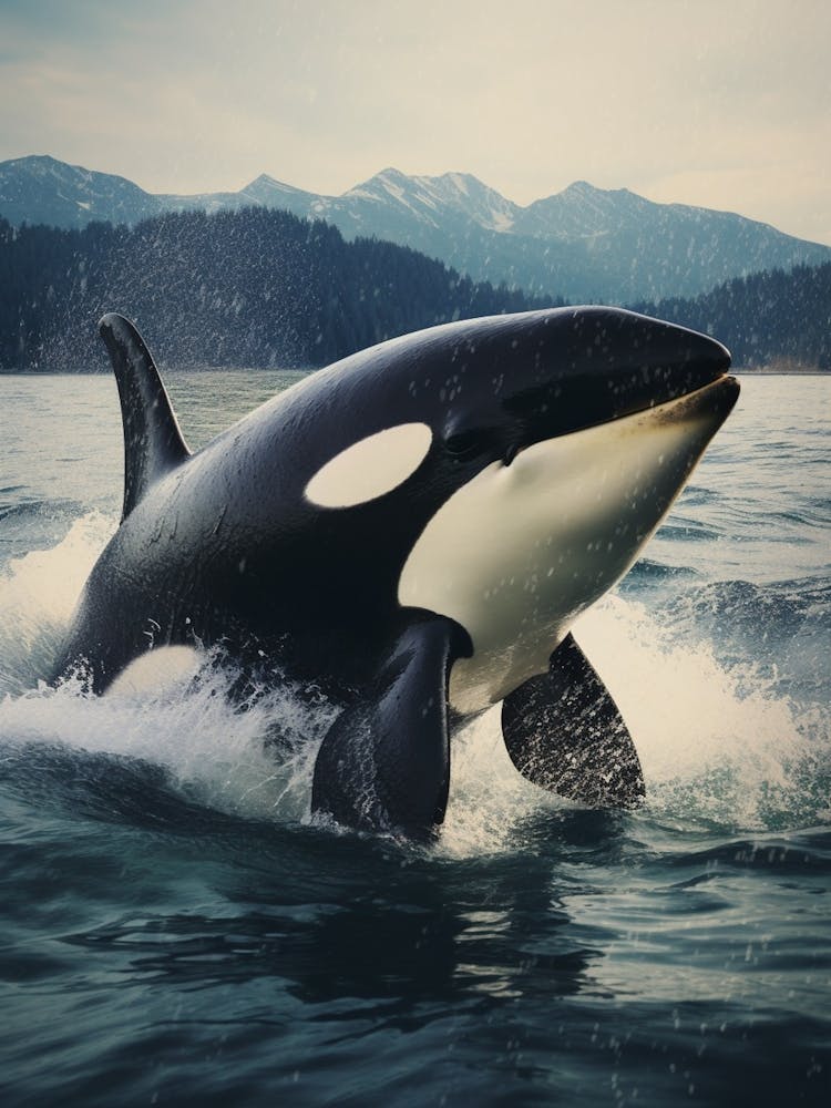 Realistic Orca Whale Icy Mountain Photography Style 5 Art Print by ...