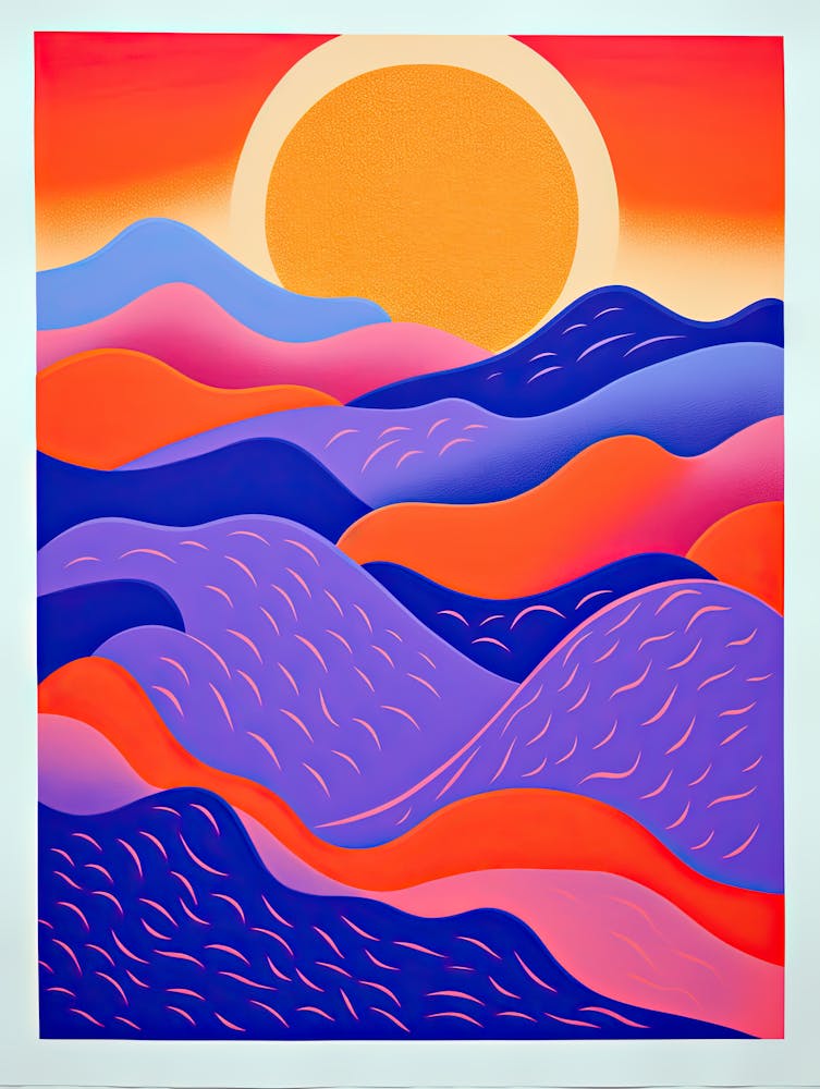 Rippling Pathways Vibrational Biomorphic Style Art Print by Bauhaus ...