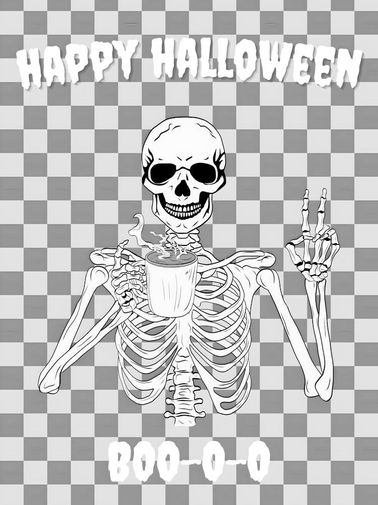 Happy Halloween Skeleton 1 Art Print by Monochrome Heaven – Fy!