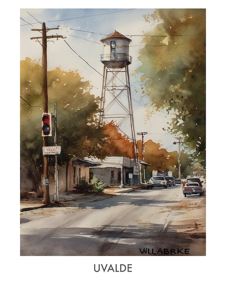 Uvalde Watercolor 4travel Poster Art Print by Fusion Designs – Fy!