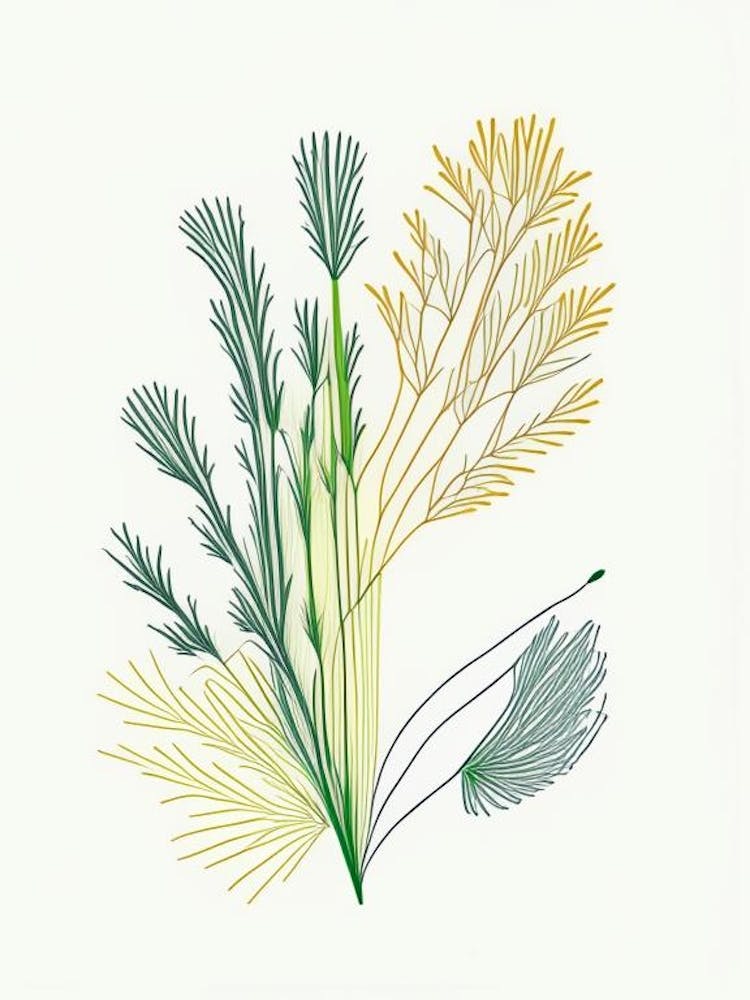 Fennel Seed Spices And Herbs Minimal Line Drawing 3 Art Print by ...