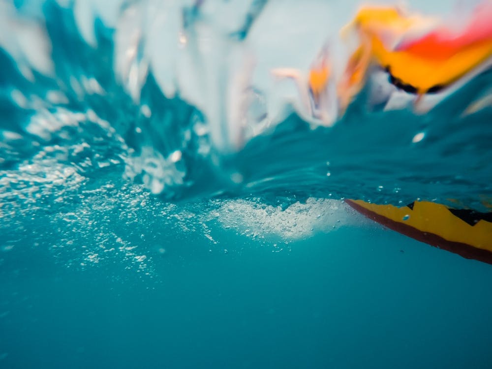 Underwater View Of A Moving Inflatable Ring That Floating In The Water ...
