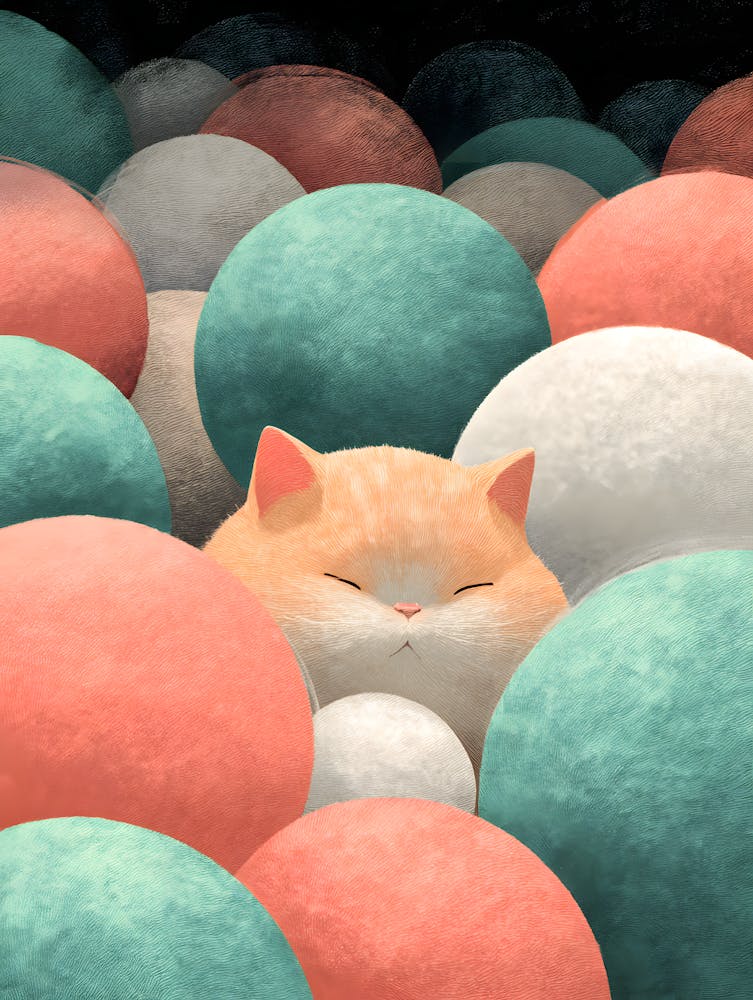 Cat In The Spheres Art Print by BestArt – Fy!