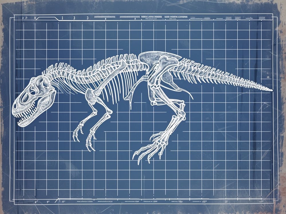 Acrocanthosaurus Dinosaur Skeleton Blueprint 1 Art Print by Dino ...