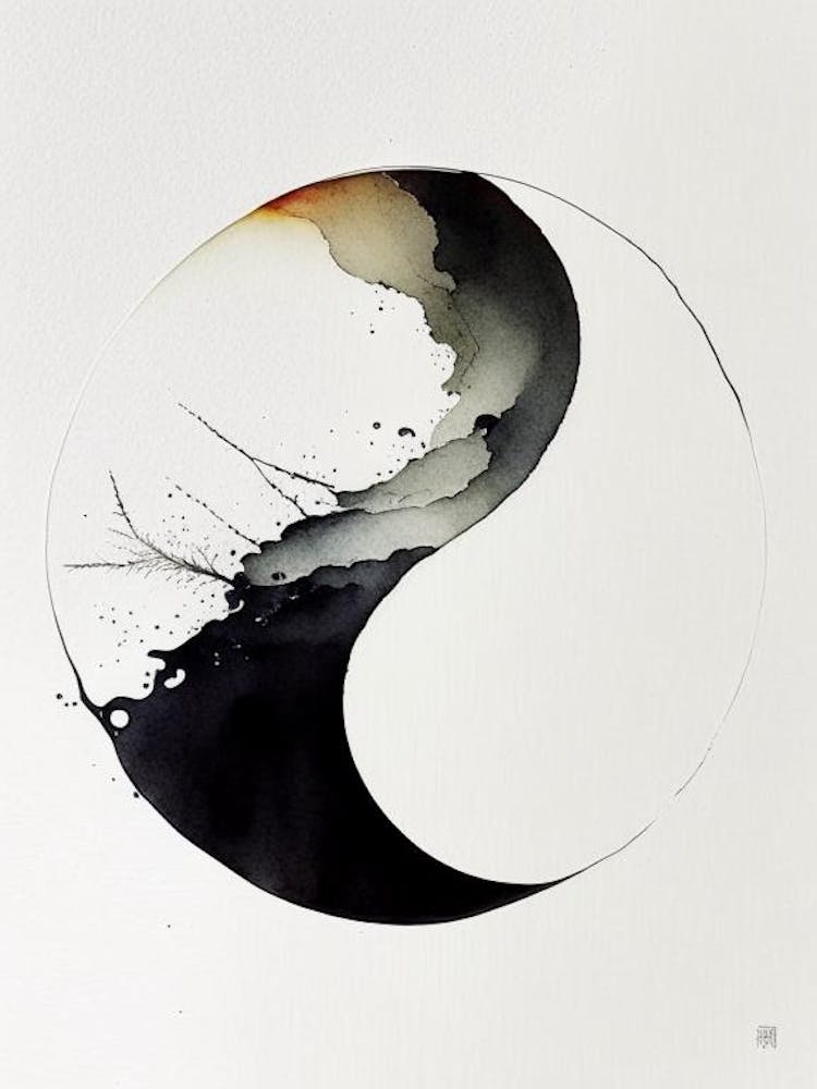 Minimal 3 Yin and Yang Japanese Ink Art Print by Symbolic Expressions – Fy!
