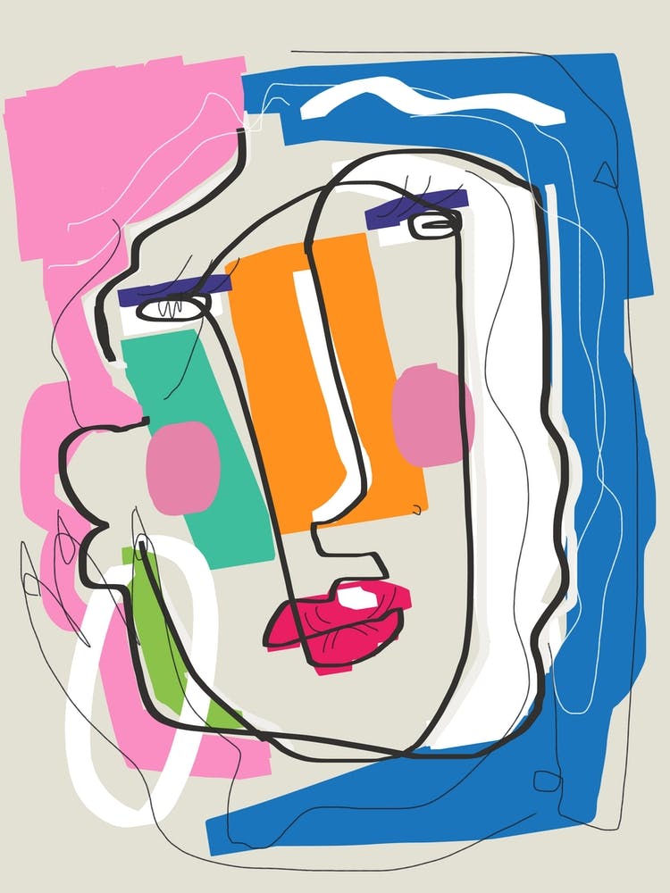 Abstract Candid Portrait Madame Line Art Print by Little Dean – Fy!