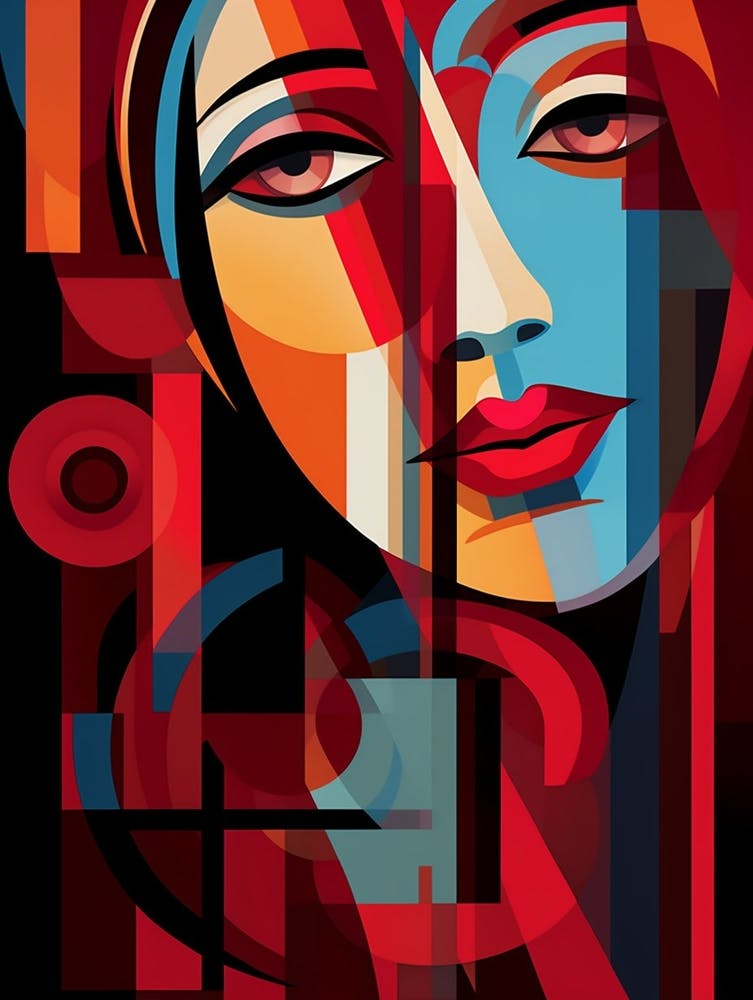Cubist Abstract Geometric Lady Illustration 2 Art Print by Abstract Art ...