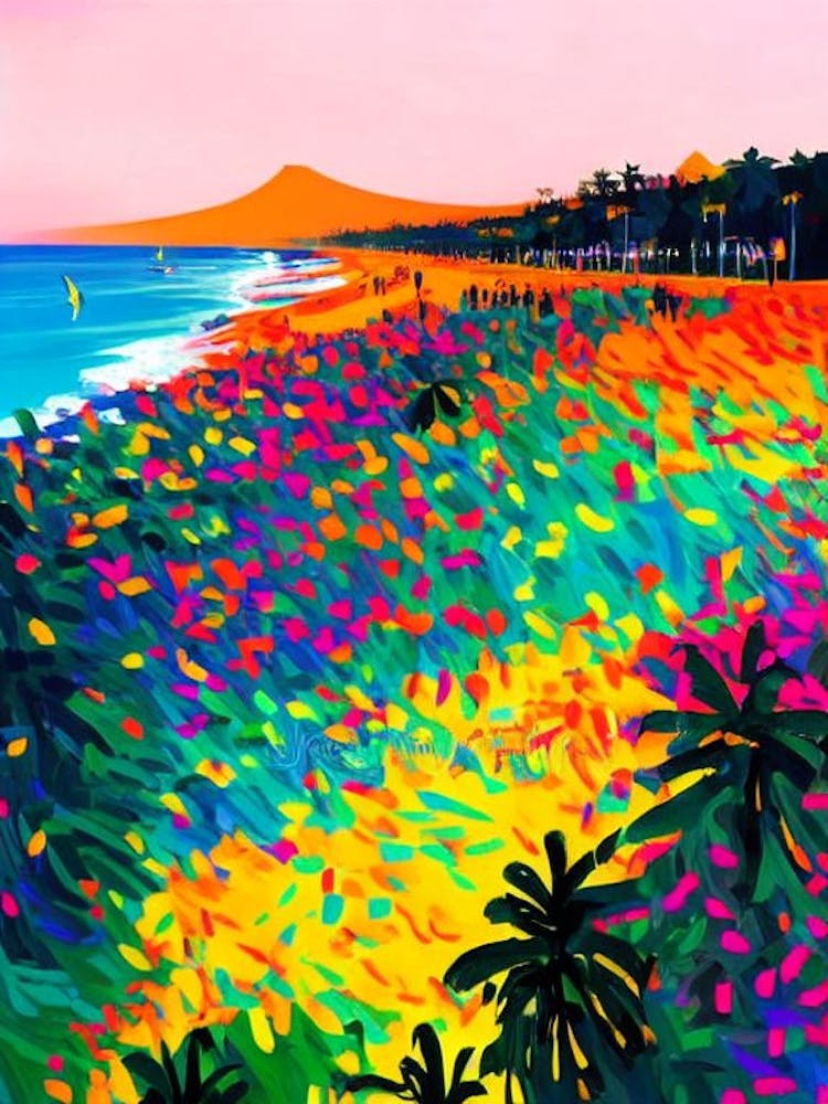 Kuta Beach, Bali, Indonesia Hockney Style Art Print by Sand & Surf ...
