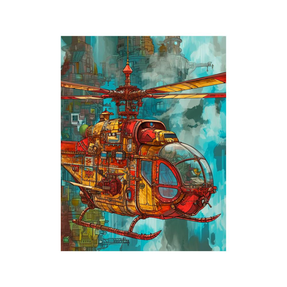 Retro Chopper In The Sky Art Print by Ai Artistic Creation – Fy!