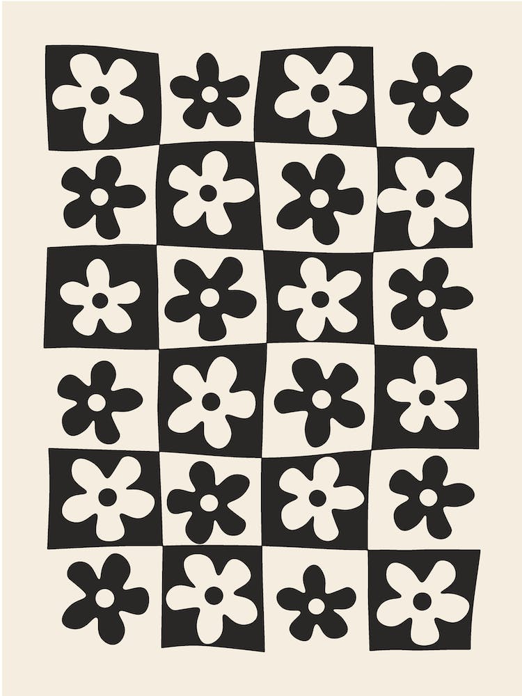 Flowers In Checkerboard Art Print by TheThursdayStudio – Fy!