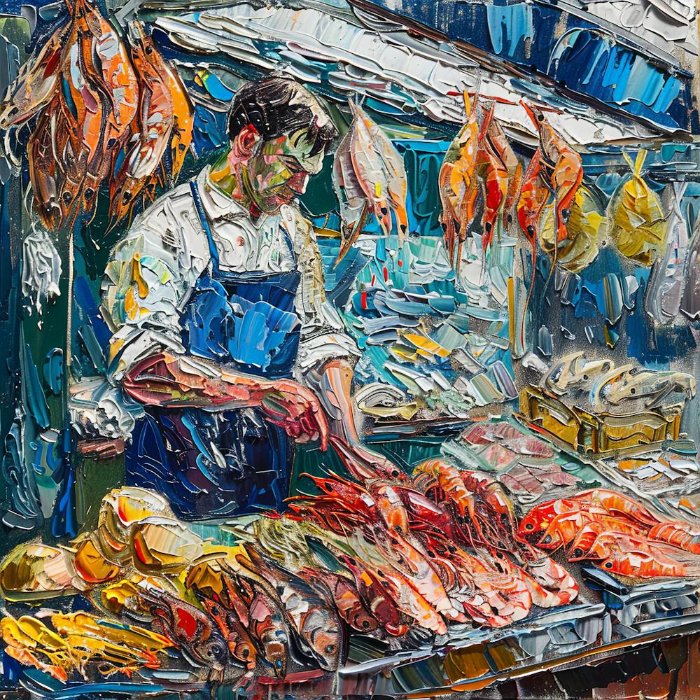 Van Gogh Style: The Fishmonger Series 2 Art Print by David Miller – Fy!